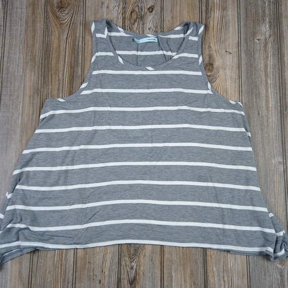 Maurices | Tops | Maurices Gray White Striped Lightweight Flowy Tank ...